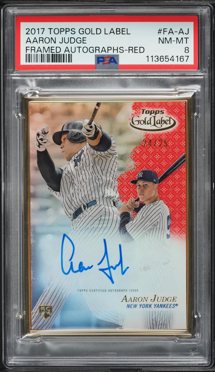2017 Topps Gold Label Framed Red Aaron Judge ROOKIE AUTO /25 #FA-AJ PSA ...