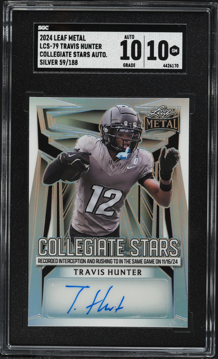 2024 Leaf Metal Collegiate Stars Silver Travis Hunter ROOKIE AUTO /188 ...