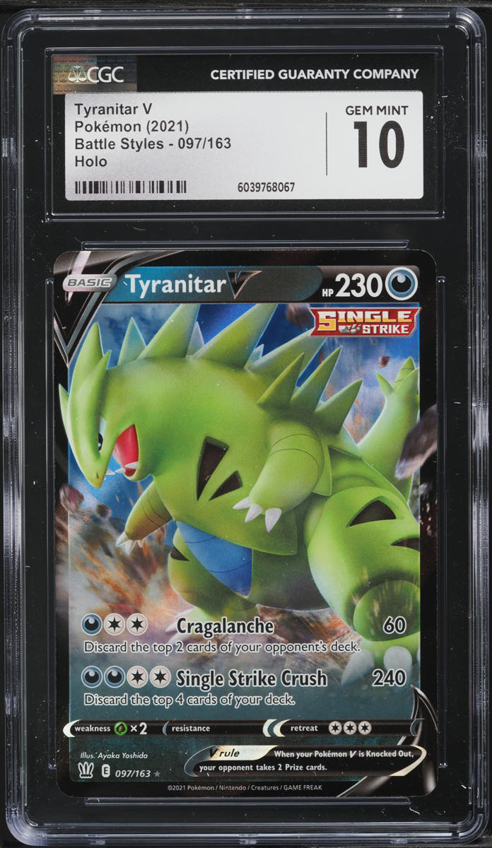 2021 Pokemon Sword & Shield Battle Styles Tyranitar V #97 CGC 10 GEM MINT on Fanatics Collect