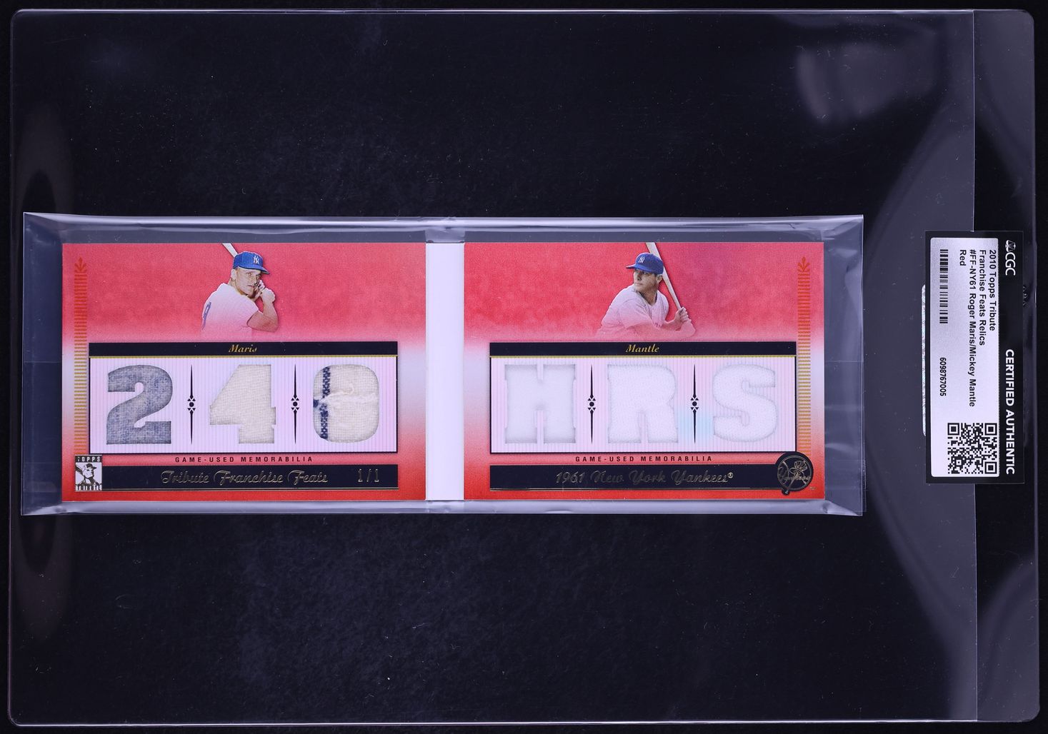 2010 Topps Tribute Franchise Feats Red Roger Maris Mickey Mantle PATCH ...