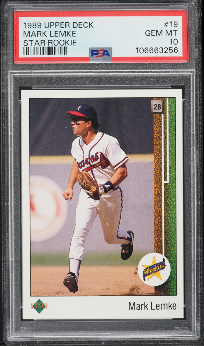 1989 Upper Deck Mark Lemke ROOKIE #19 PSA 10 GEM MINT on Fanatics Collect