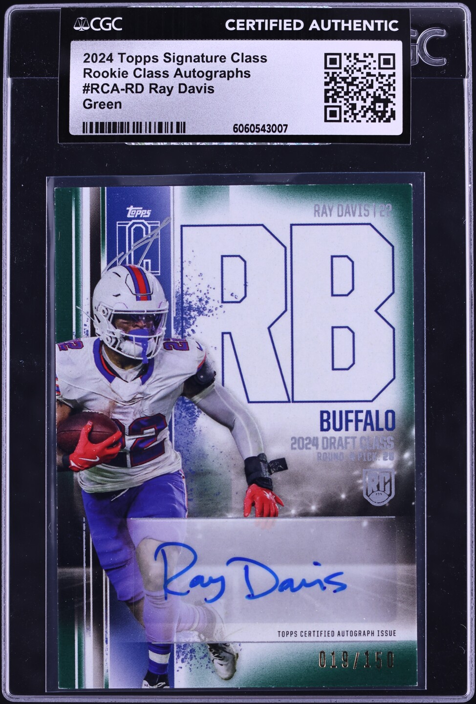 2024 Topps Signature Class Green Ray Davis ROOKIE AUTO /150 #RCA-RD CGC ...