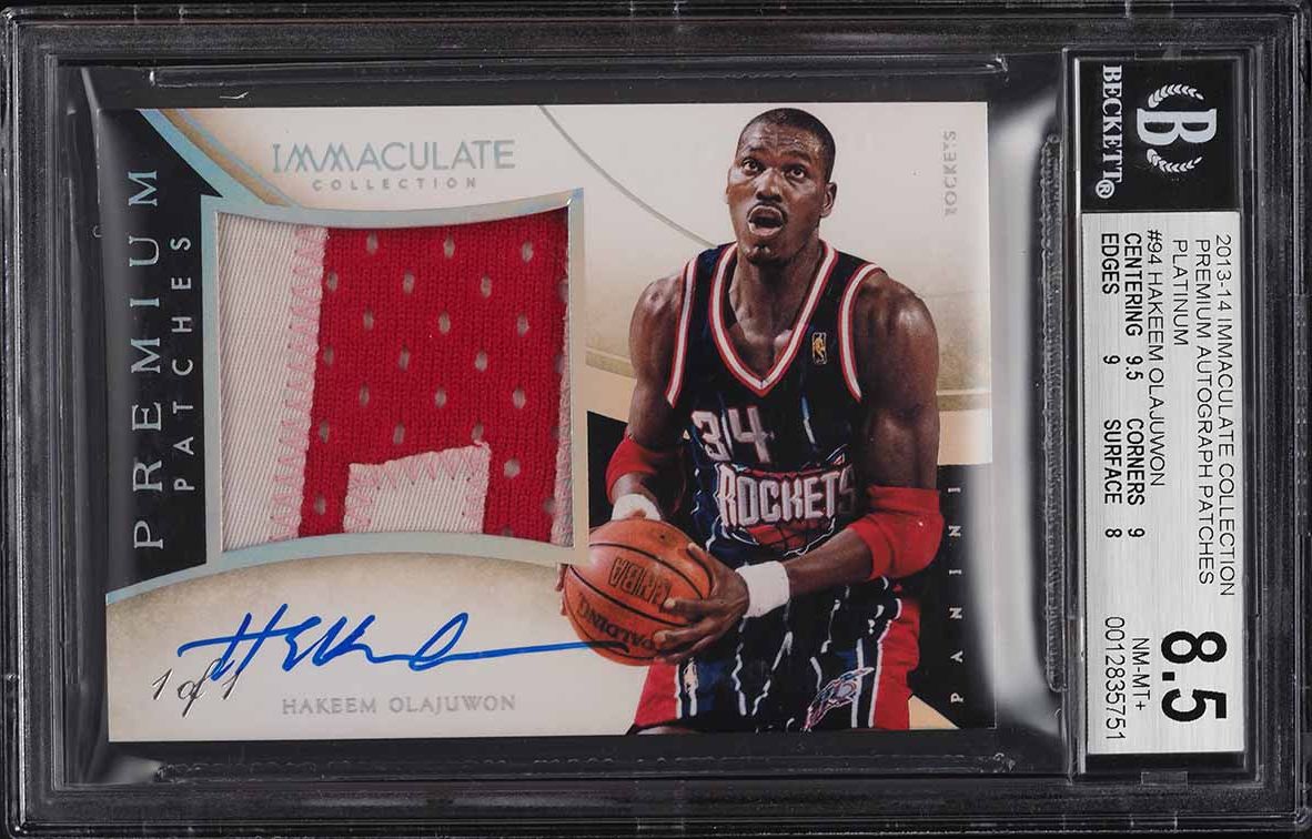 2013 Immaculate Collection Platinum Hakeem Olajuwon PATCH AUTO 1/1 BGS ...