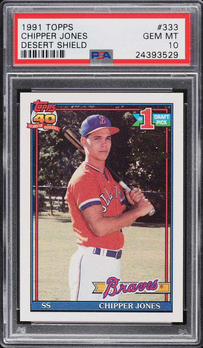 1991 Topps Desert Shield Chipper Jones ROOKIE #333 PSA 10 GEM MINT on ...