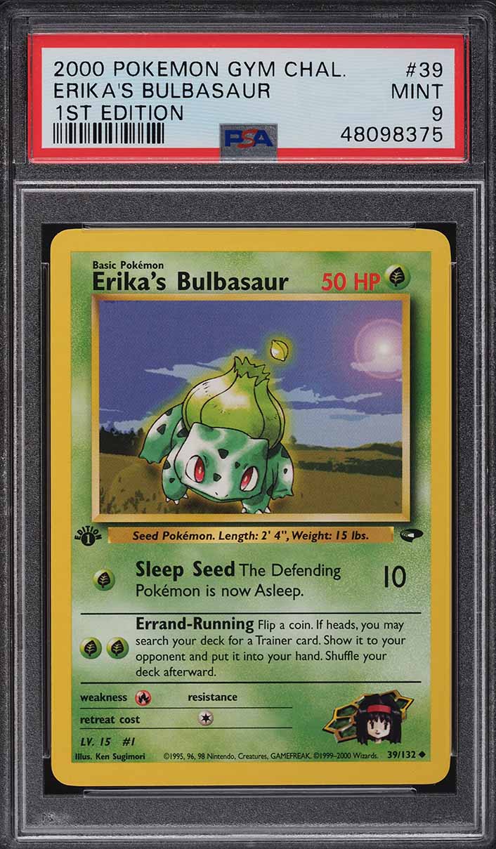 2000 Pokemon Gym Challenge 1st Edition Erika's Bulbasaur #39 PSA 9 MINT ...