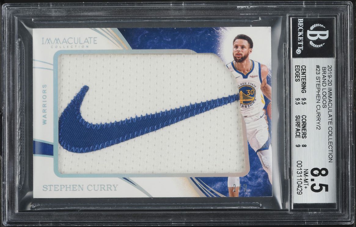 2019 Immaculate Collection Brand Logos Stephen Curry NIKE PATCH 2/2 BGS ...