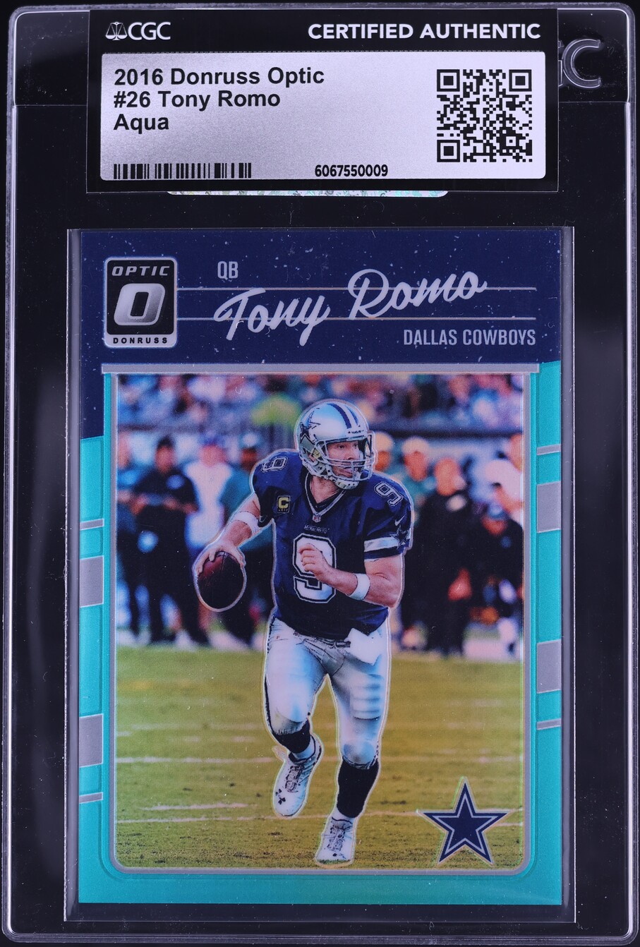 2016 Donruss Optic Aqua Tony Romo /299 #26 CGC AUTH on Fanatics Collect