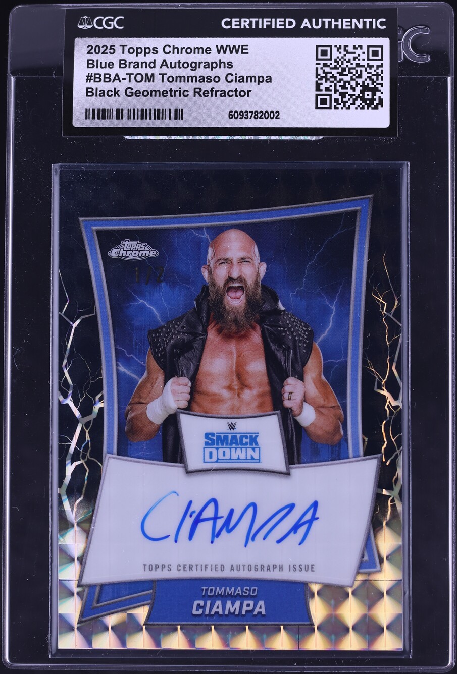2025 Topps Chrome WWE Black Geometric Refractor Tommaso Ciampa AUTO 1/2 ...