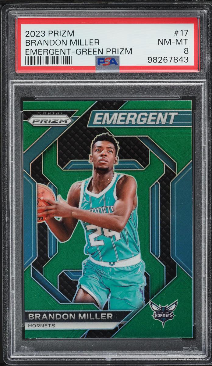 2023 Panini Prizm Emergent Green Brandon Miller ROOKIE #17 PSA 8 NM-MT ...
