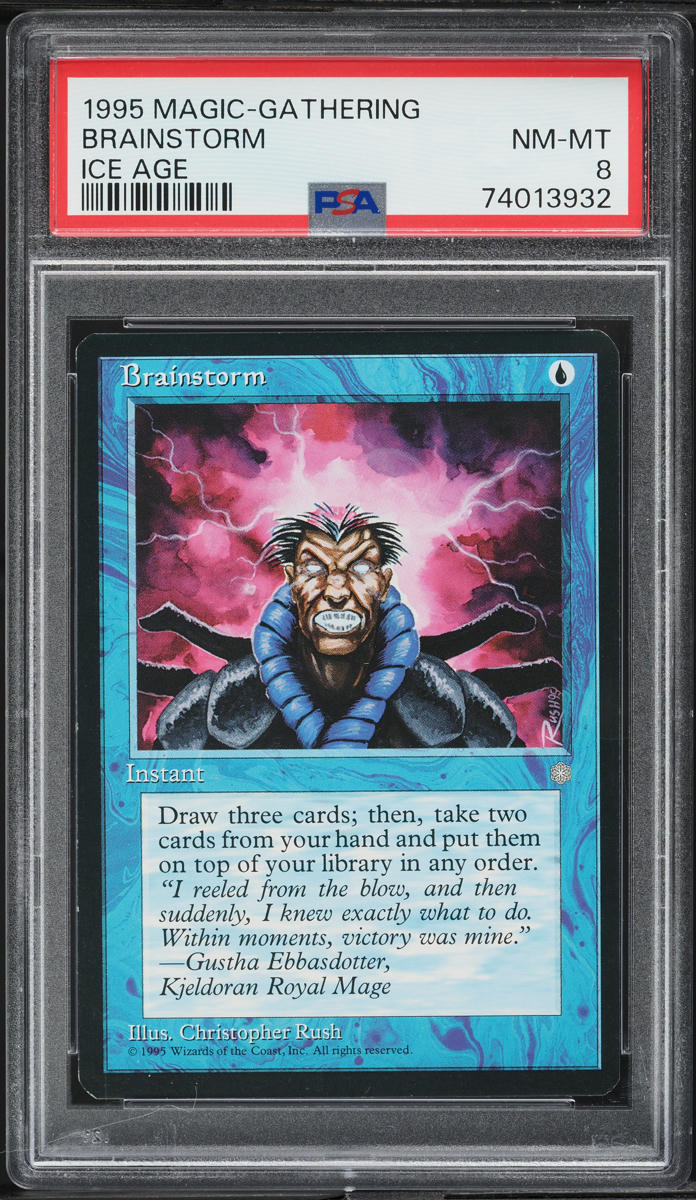 1995 Magic The Gathering MTG Ice Age Brainstorm PSA 8 NM-MT on Fanatics ...