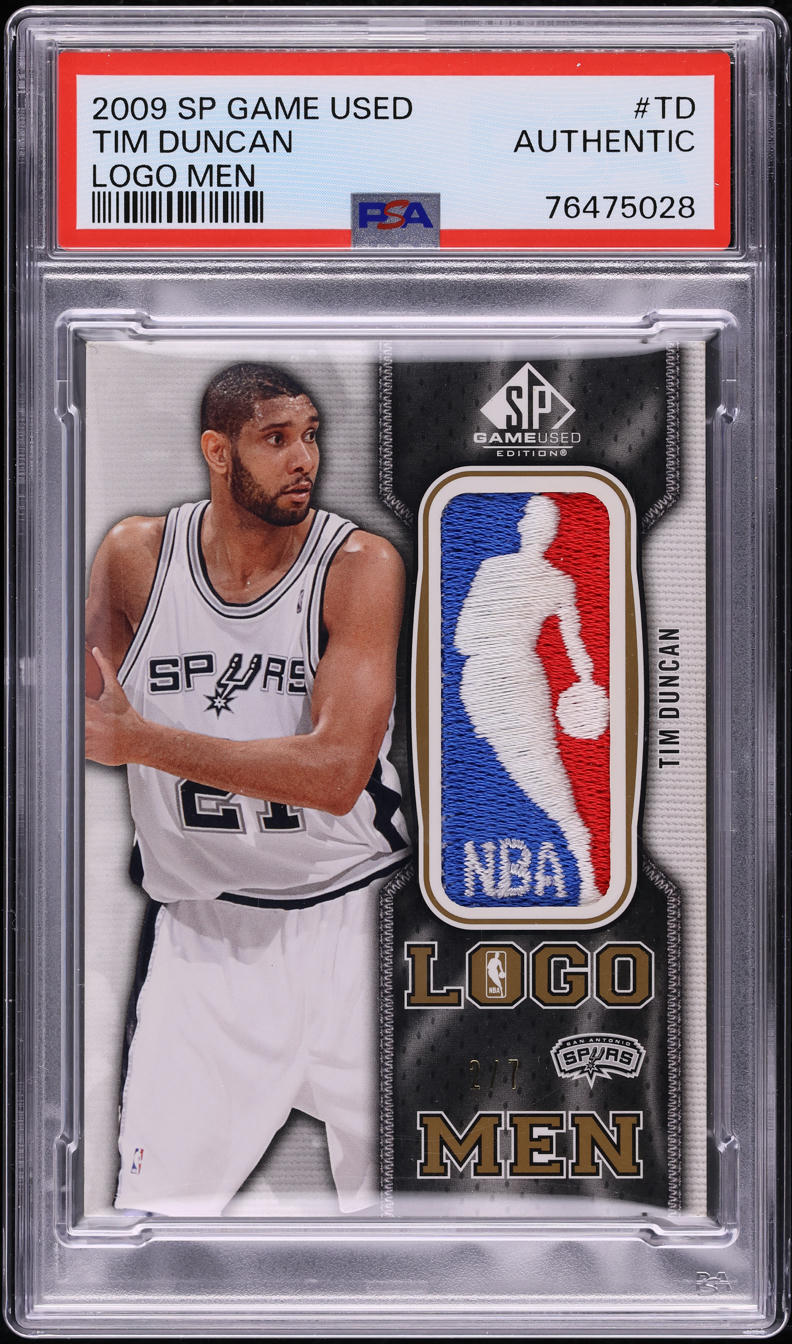 2009 SP Game Used Logo Men Tim Duncan LOGOMAN PATCH /7 #LOGO-TD PSA ...