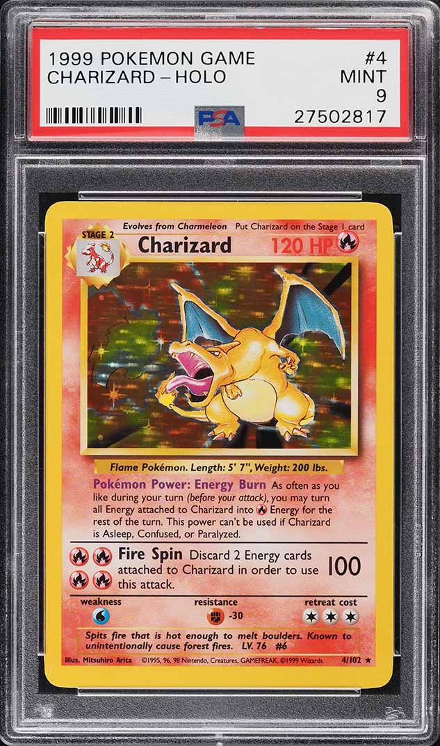 1999 Pokemon Base Set Holo Charizard #4 PSA 9 MINT on Fanatics Collect