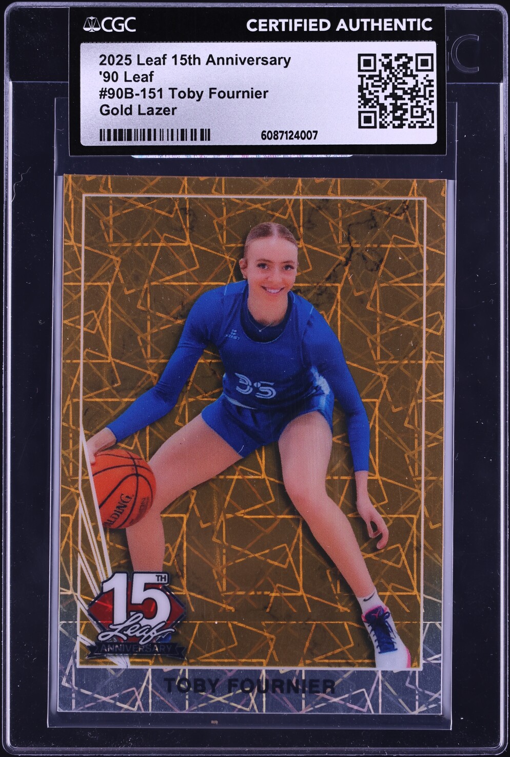 2025 Leaf 15th Anniversary '90 Leaf Gold Lazer Toby Fournier ROOKIE 1/1 ...