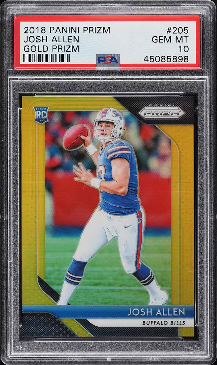 2018 Panini Prizm Gold Prizms Josh Allen ROOKIE /10 #205 PSA 10 GEM ...