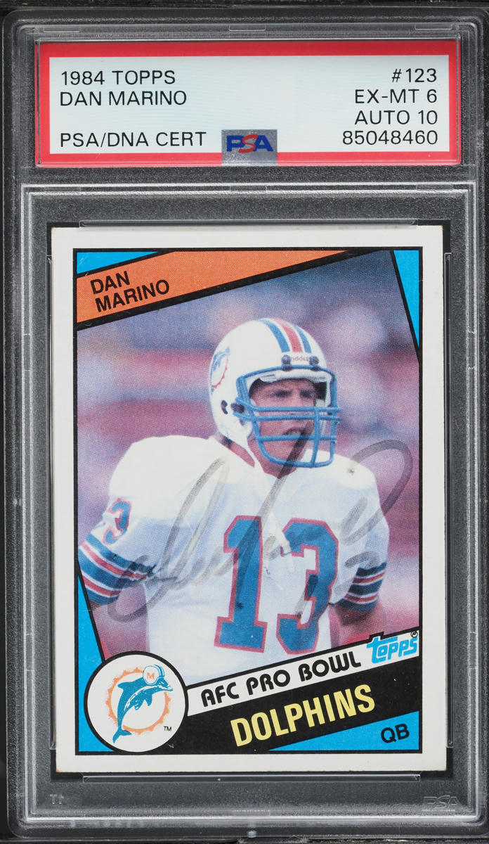 1984 Topps Football Dan Marino ROOKIE AUTO DNA 10 #123 PSA 6 EXMT on ...