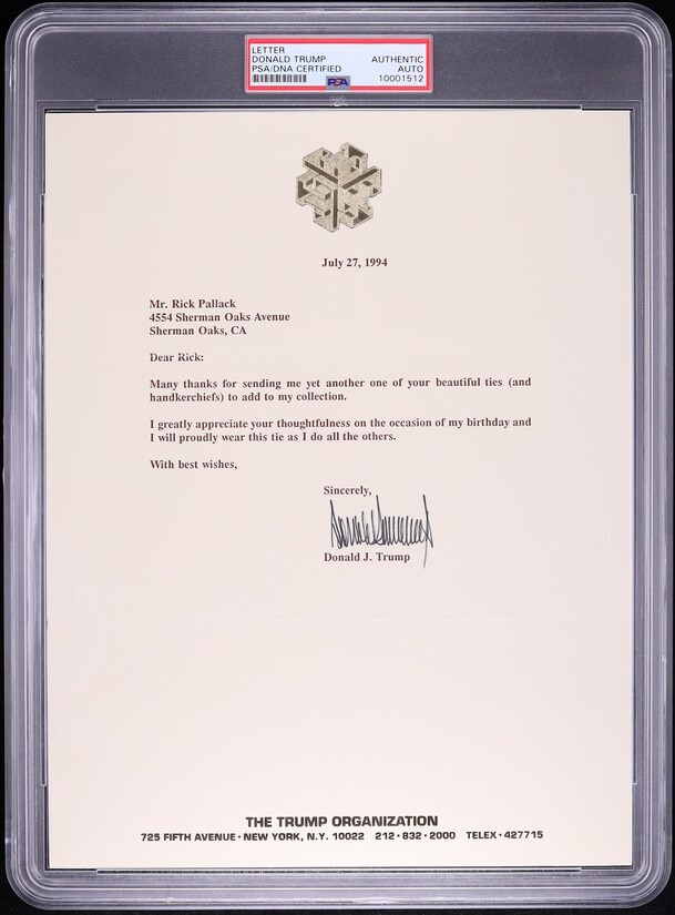 Donald Trump Signed Letter AUTO PSA/DNA AUTH on Fanatics Collect