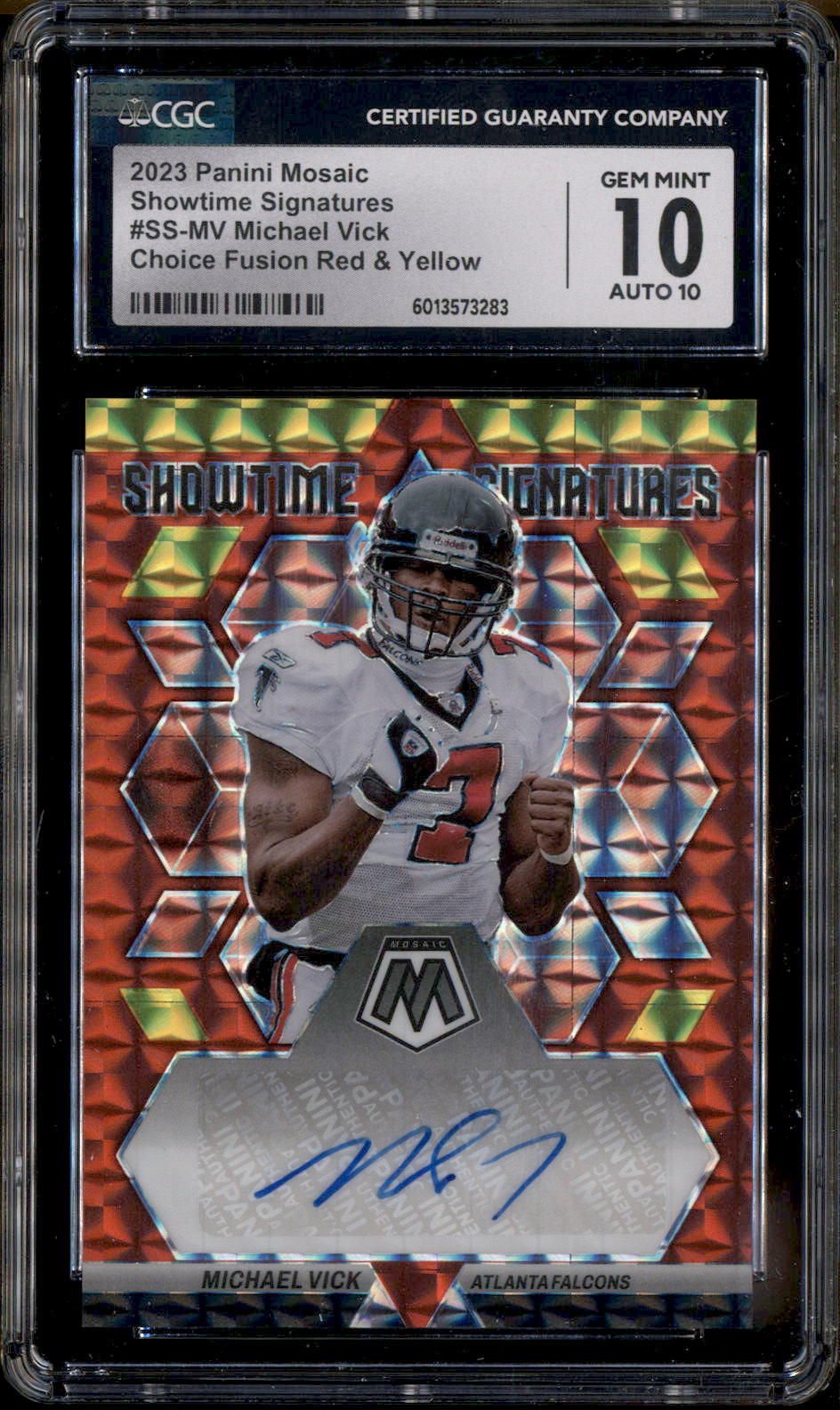 2023 Panini Mosaic Choice Fusion Red Yellow Showtime Auto Michael Vick ...