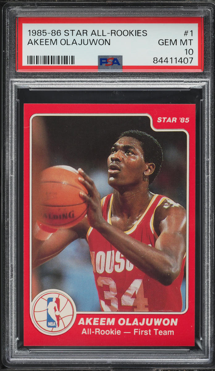 1985 Star All-Rookie Team Hakeem Olajuwon ROOKIE #1 PSA 10 GEM MINT on ...