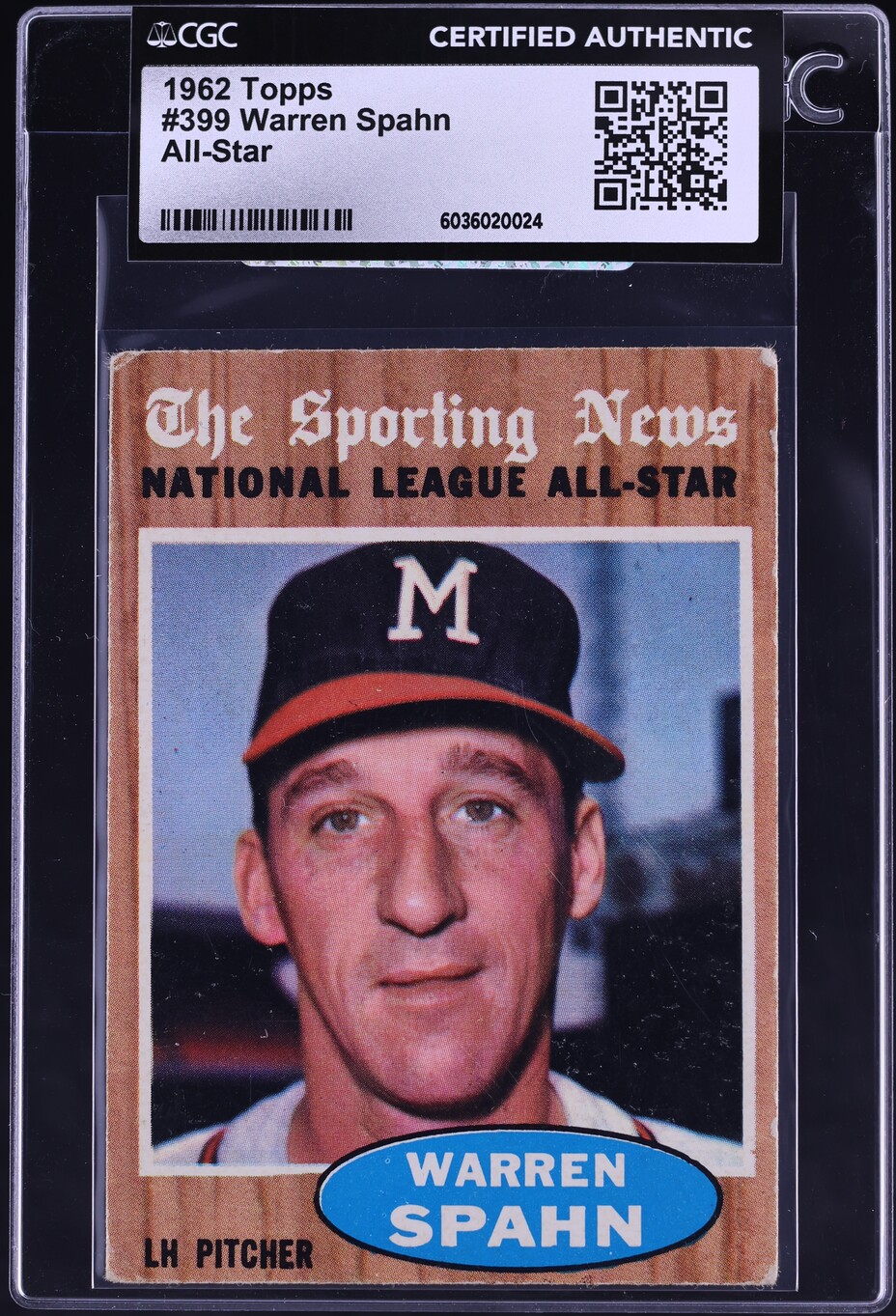 1962 Topps Warren Spahn ALL-STAR #399 CGC AUTH on Fanatics Collect
