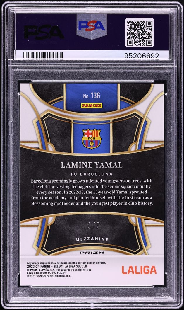 2023 Select La Liga Mezzanine Green Lamine Yamal ROOKIE /5 #136 PSA 10 ...