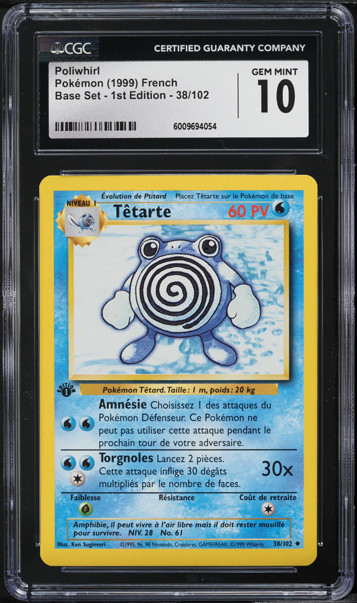 1999 Pokemon French Base Set 1st Edition Poliwhirl #38 CGC 10 GEM MINT on Fanatics Collect