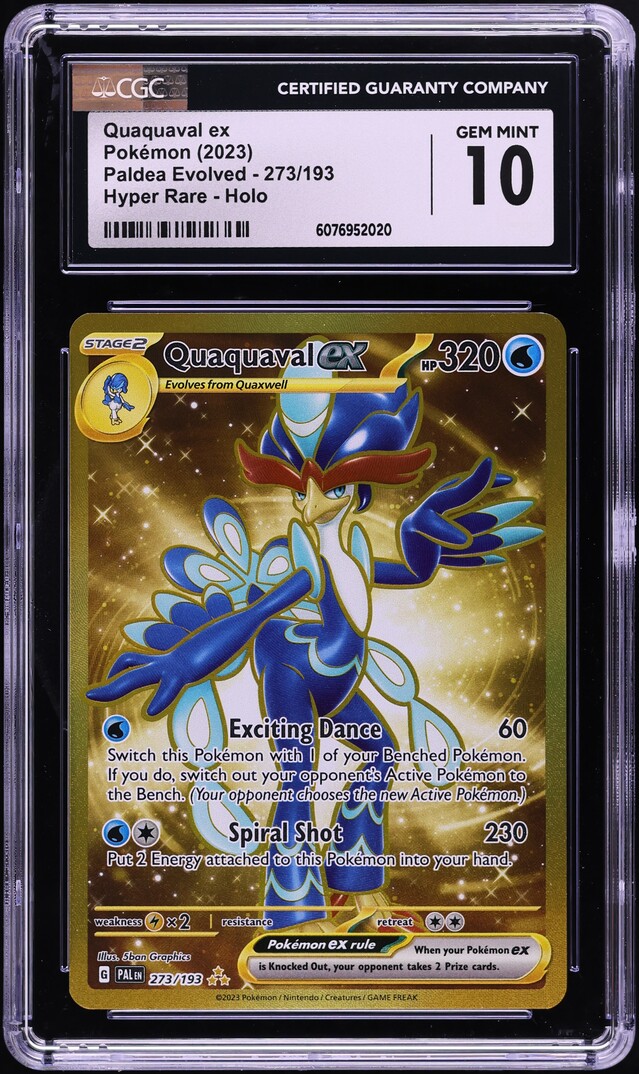 2023 Pokemon SV Paldea Evolved Gold Rare Quaquaval ex #273 CGC 10 GEM ...