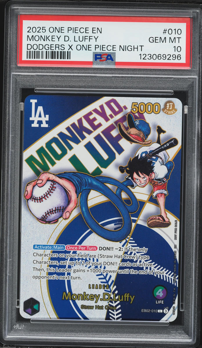 2025 One Piece Promo Dodgers X One Piece Monkey D. Luffy #EB02-010 PSA 10 GEM MINT on Fanatics ...