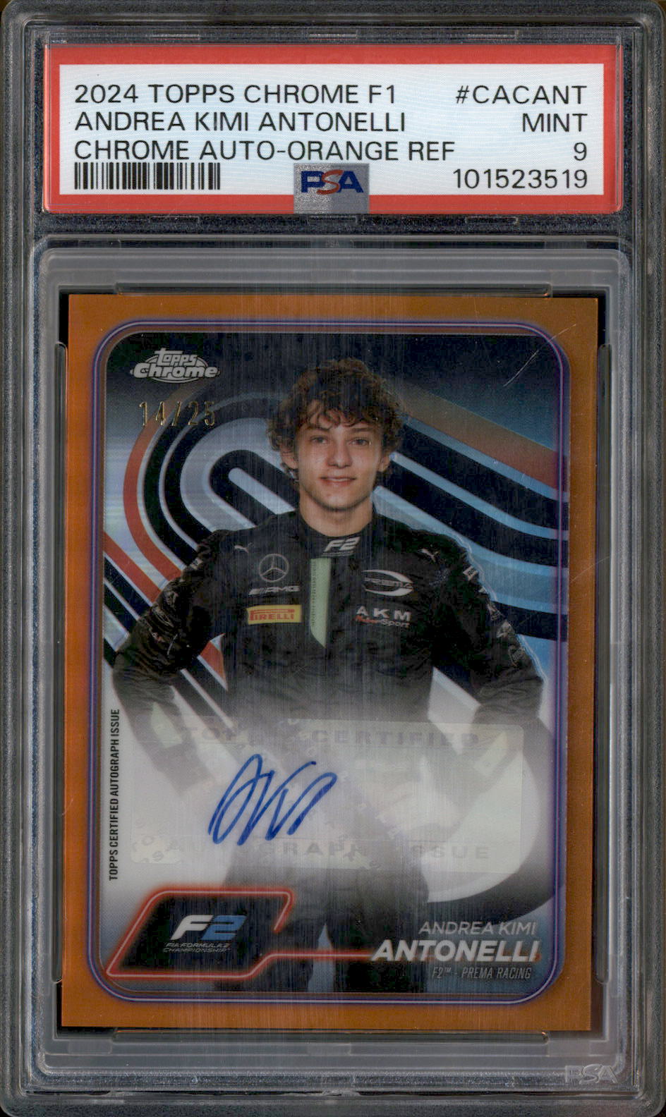 2024 Topps Chrome F1 Auto Orange Refractor Andrea Kimi Antonelli PSA 9 on Fanatics Collect