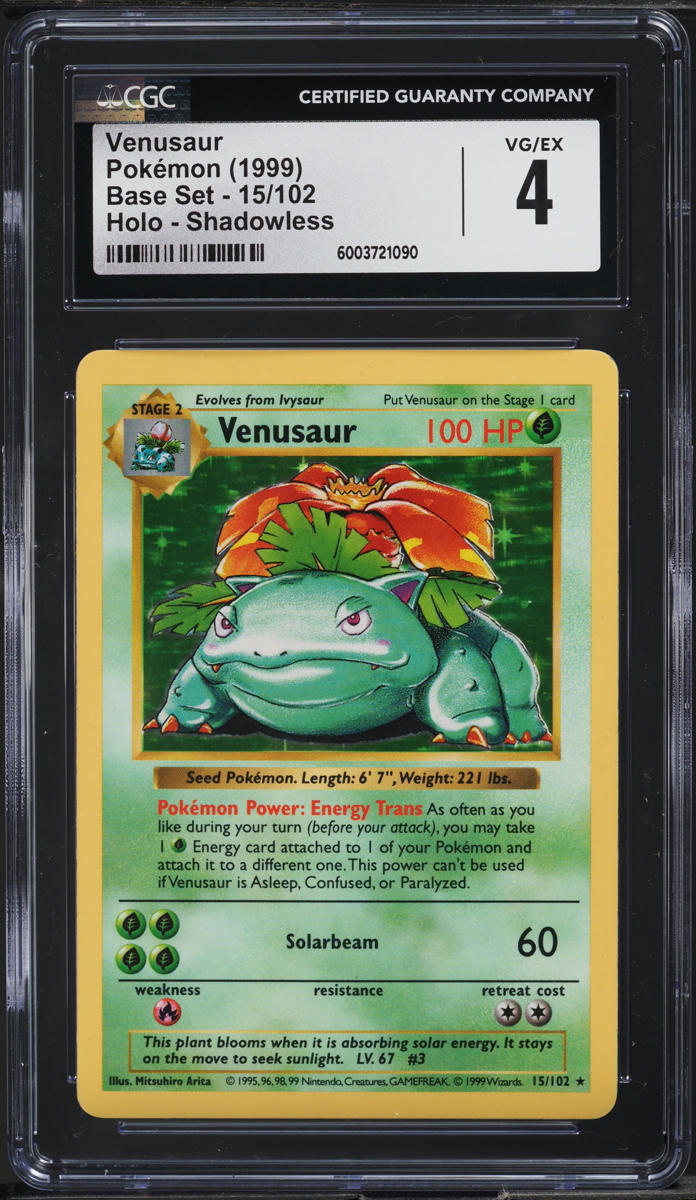 1999 Pokemon Base Set Shadowless Holo Venusaur #15 CGC 4 VGEX on ...
