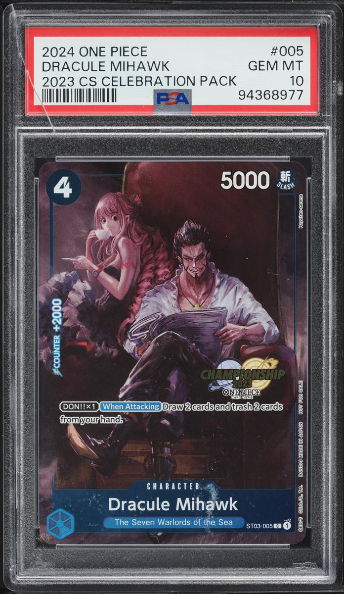 2024 One Piece Championship '23 Celebration Pack Dracule Mihawk #ST03-005 PSA 10 on Fanatics Collect