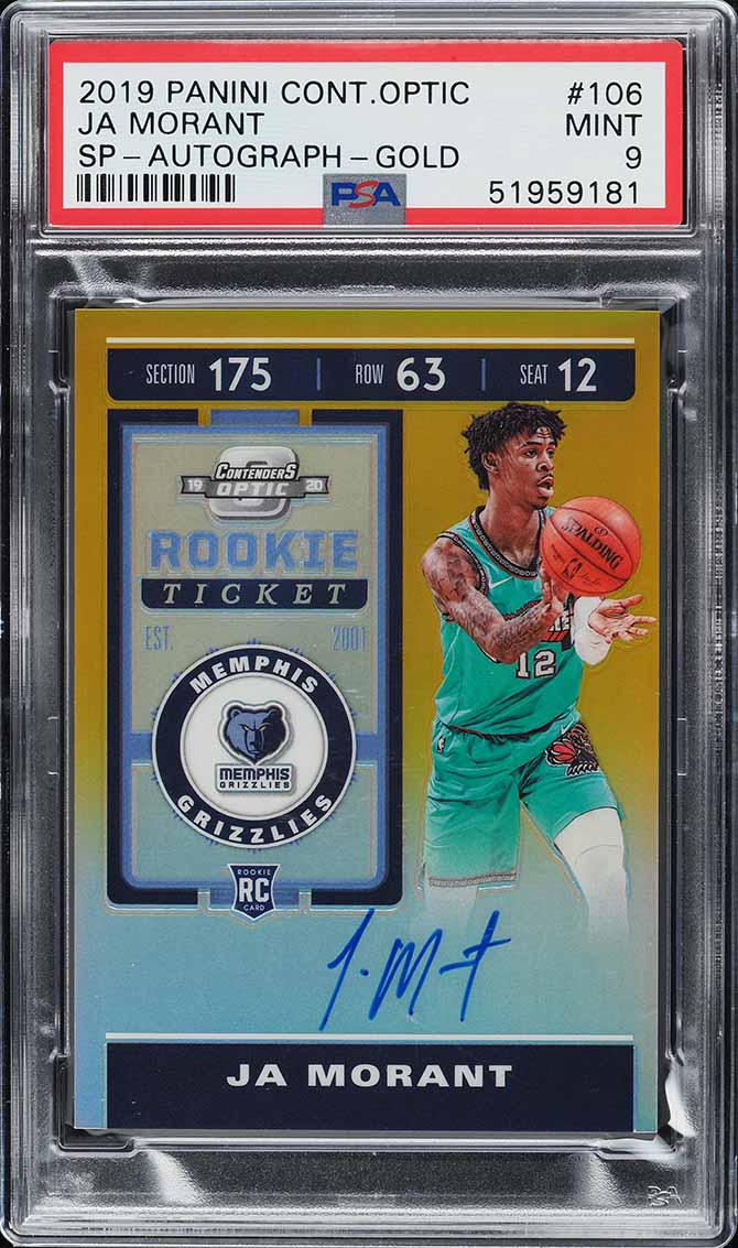 2019 Panini Contenders Optic Gold Ja Morant ROOKIE AUTO /10 #106 PSA 9 ...