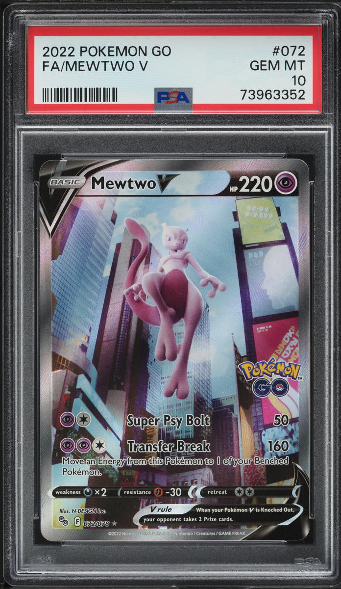 2022 Pokemon Sword & Shield Pokemon GO Alt Art Mewtwo V #72 PSA 10 GEM MINT on Fanatics Collect