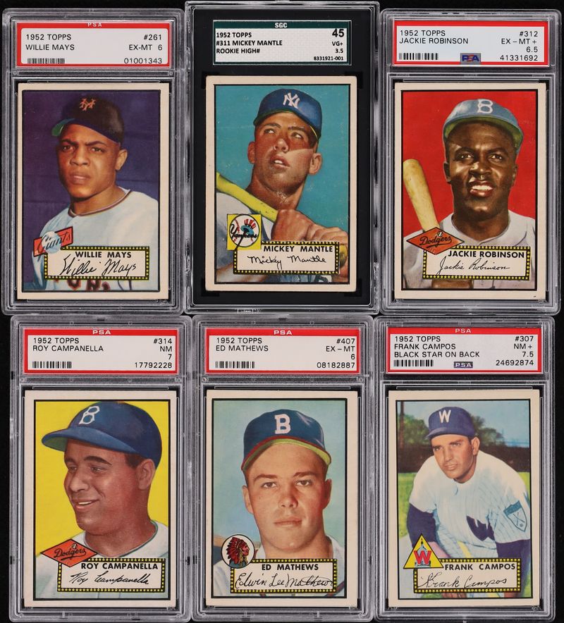 1952 Topps Mid-Grade COMPLETE MASTER SET w/ High-Numbers Mickey Mantle ...
