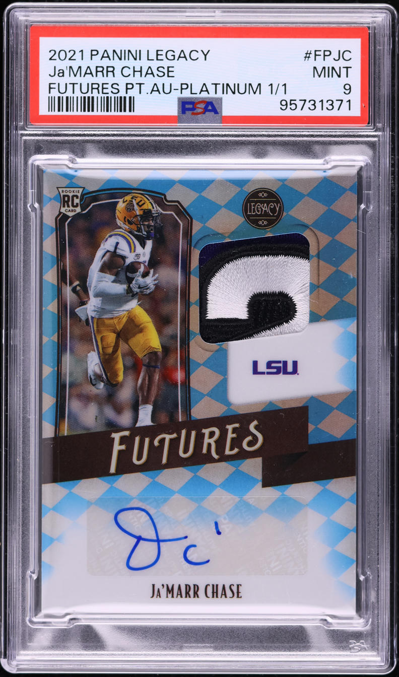 2021 Panini Legacy Futures Platinum Ja'Marr Chase ROOKIE PATCH AUTO 1/1 ...