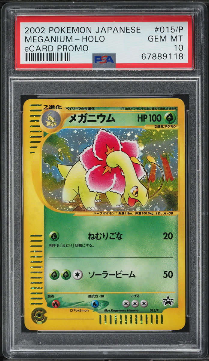 2002 Pokemon Japanese eCard Promo Holo Meganium #15/P PSA 10 GEM MINT on Fanatics Collect