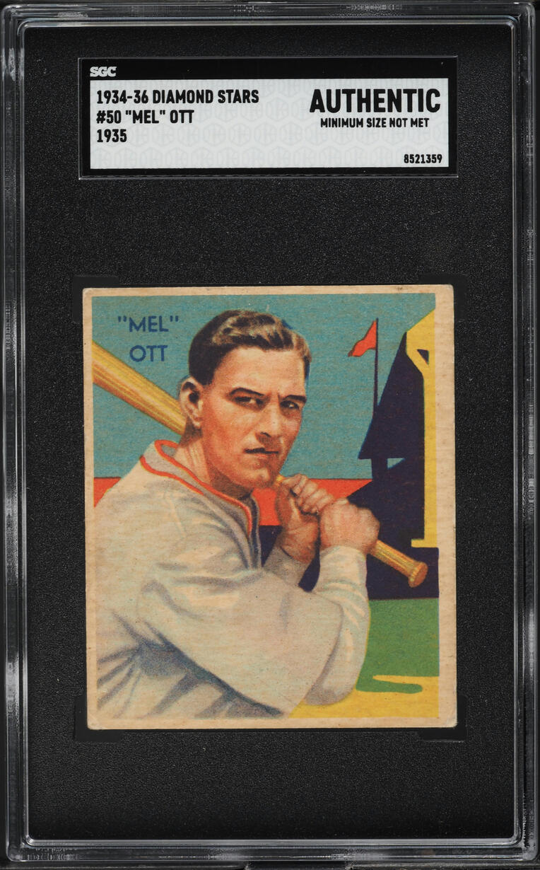 1935 Diamond Stars Mel Ott #50 SGC AUTH on Fanatics Collect