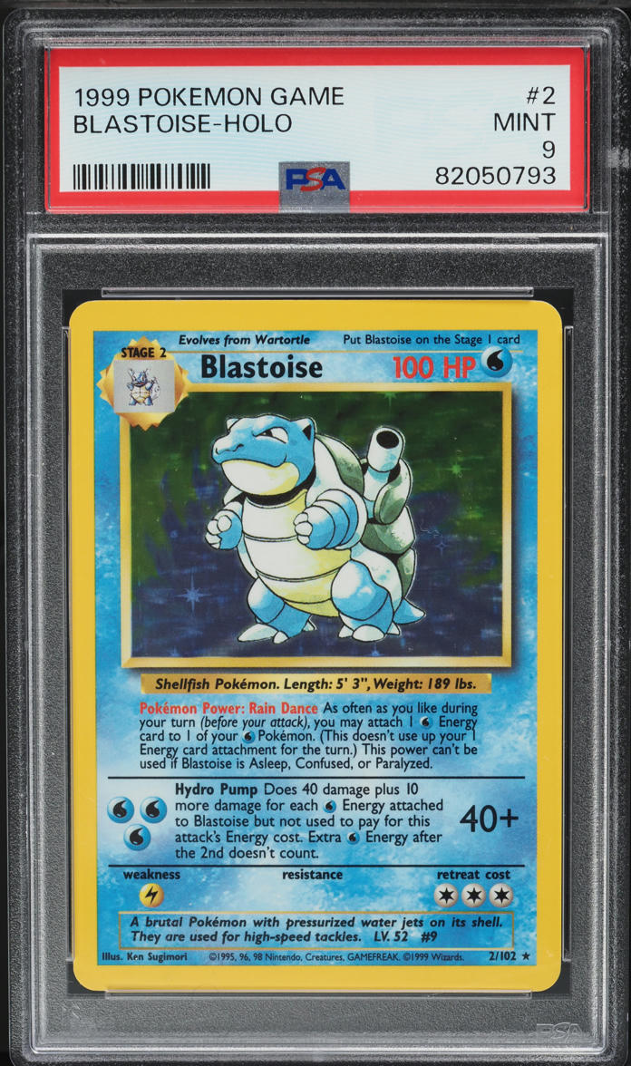 1999 Pokemon Base Set Holo Blastoise #2 PSA 9 MINT on Fanatics Collect