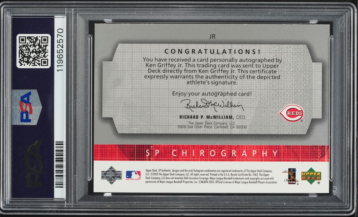 2003 SP Authentic Chirography Silver Ken Griffey Jr. AUTO /25 #JR PSA 8 ...