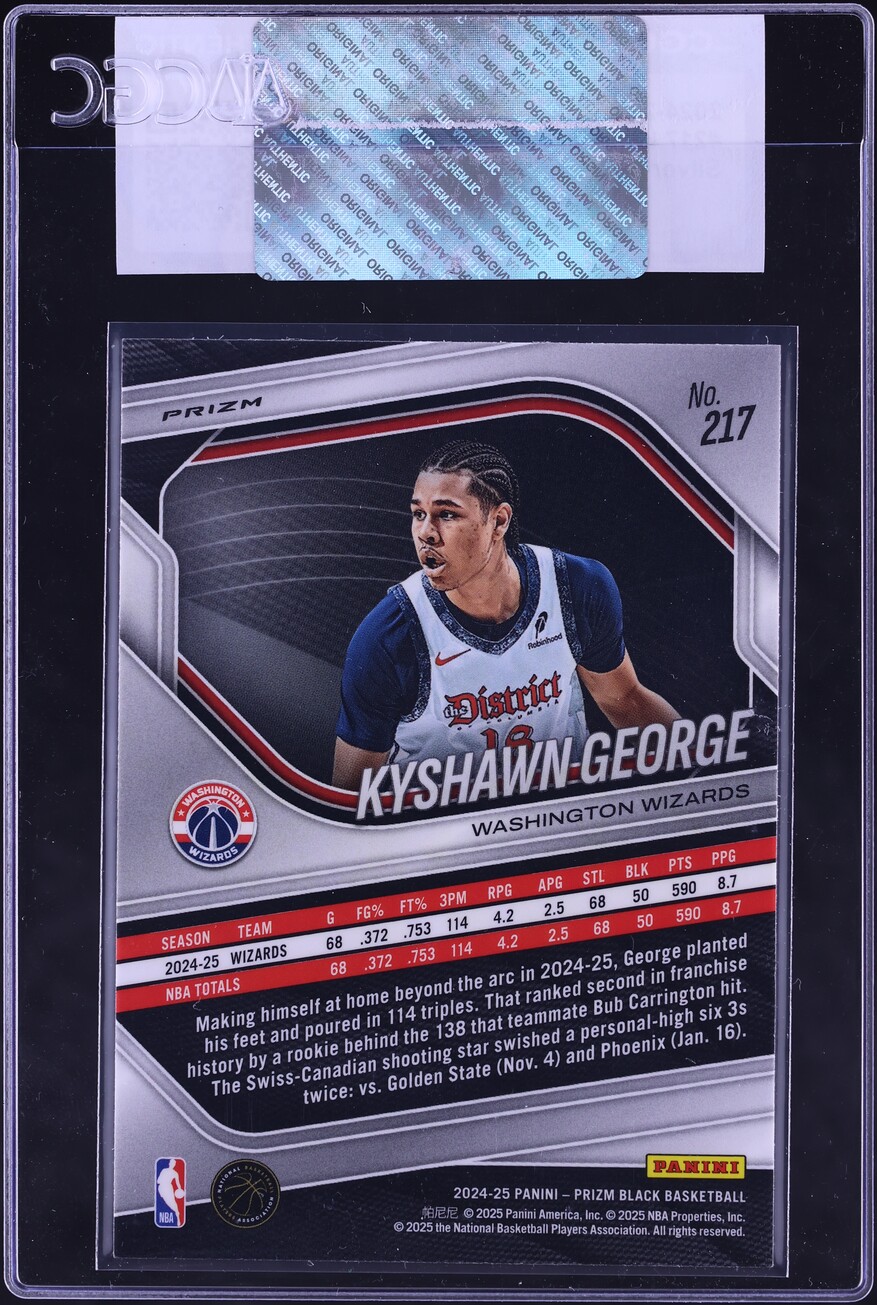 2024 Panini Prizm Black Silver Kyshawn George ROOKIE #217 CGC AUTH on ...