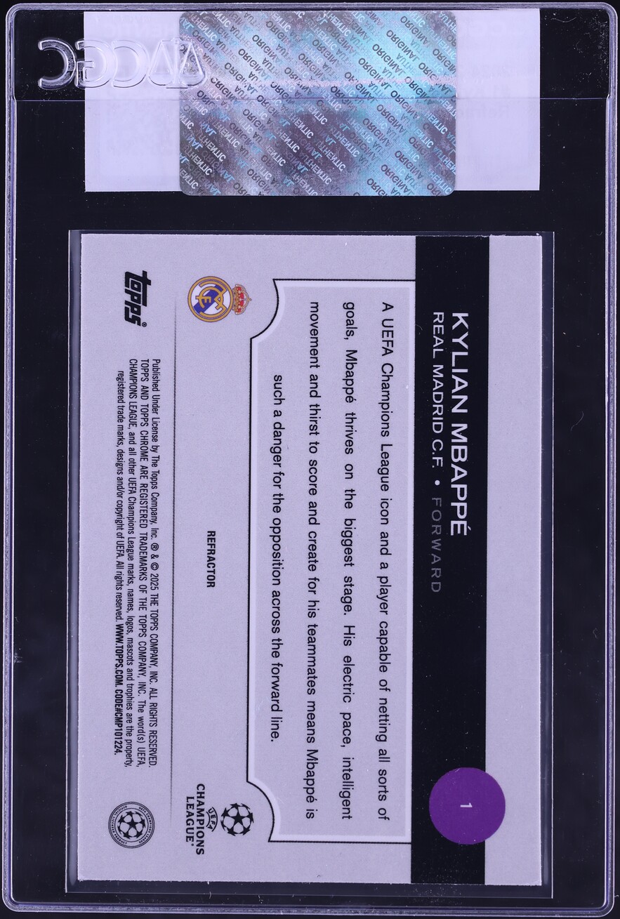 2024 Topps Chrome UEFA CC Refractor Kylian Mbappe #1 CGC AUTH on ...