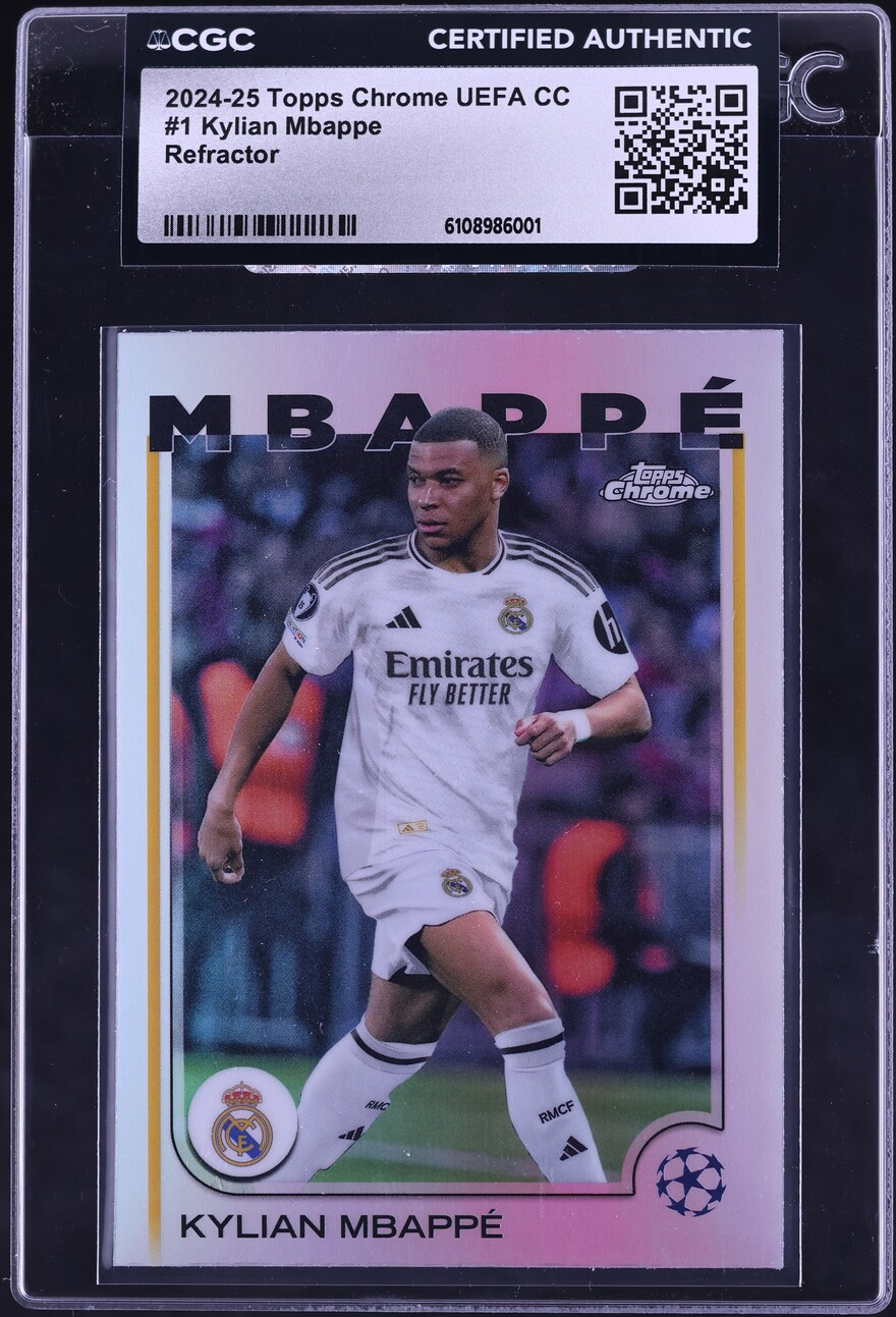 2024 Topps Chrome UEFA CC Refractor Kylian Mbappe #1 CGC AUTH on ...