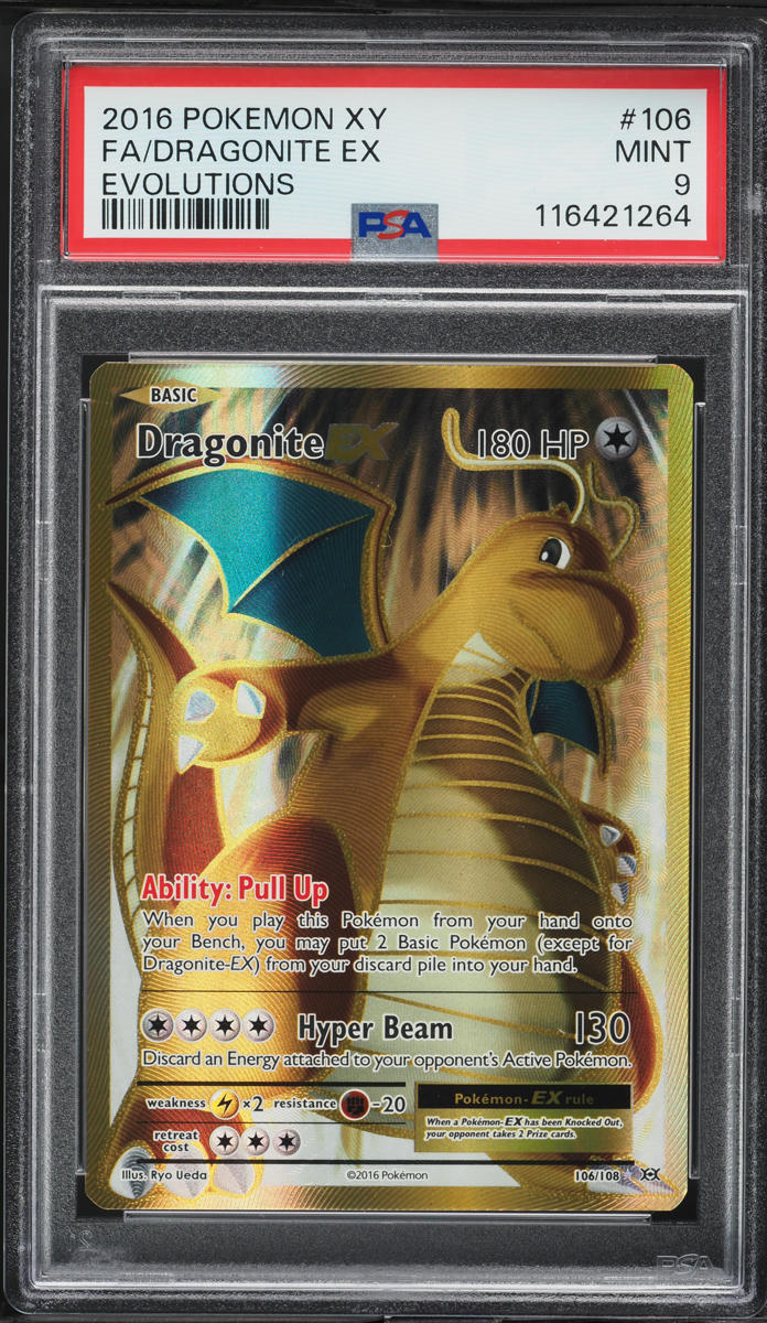 2016 Pokemon XY Evolutions Gold Rare Dragonite EX #106 PSA 9 MINT on ...