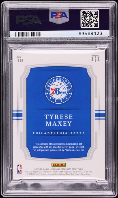 2020 National Treasures Tyrese Maxey ROOKIE PATCH AUTO DNA 10 /99 #114 ...