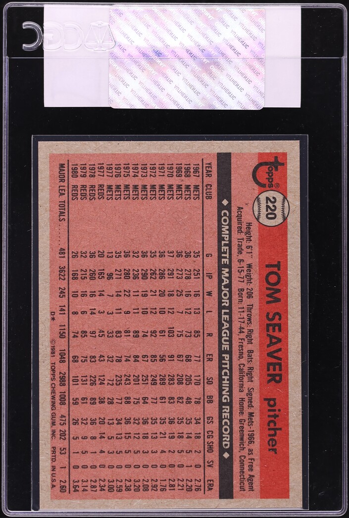 1981 Topps Tom Seaver #220 CGC AUTH on Fanatics Collect