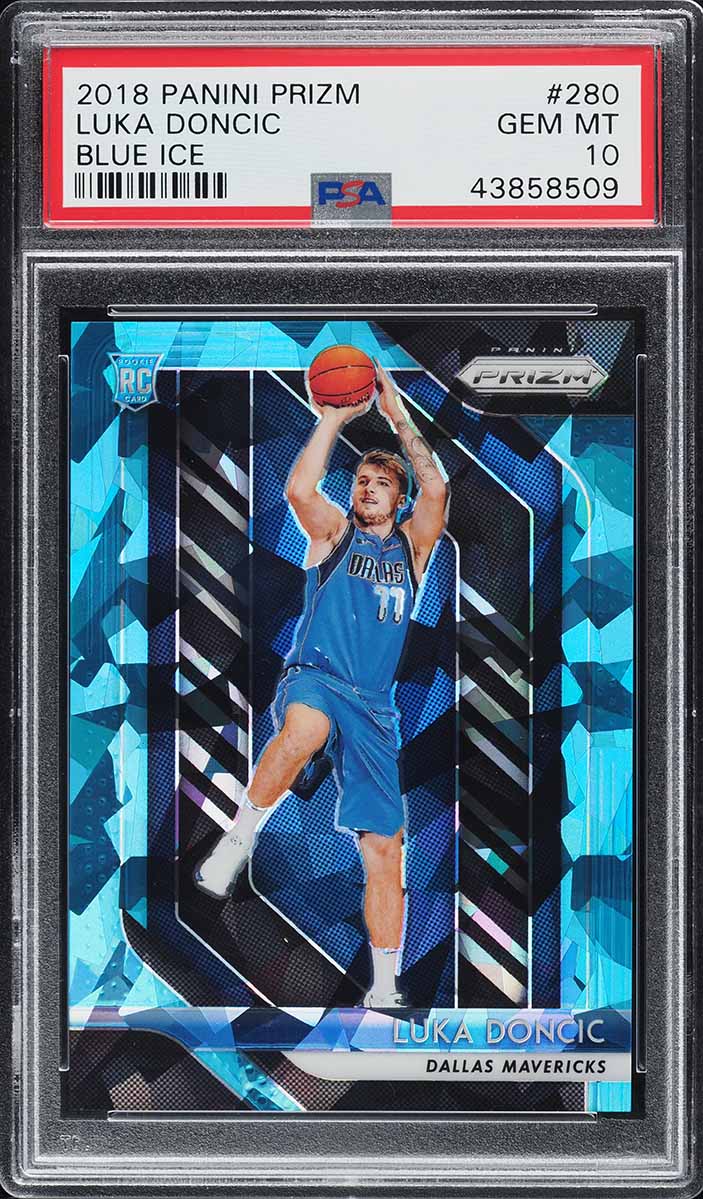 2018 Panini Prizm Blue Ice Prizms Luka Doncic ROOKIE /99 #280 PSA 10 ...