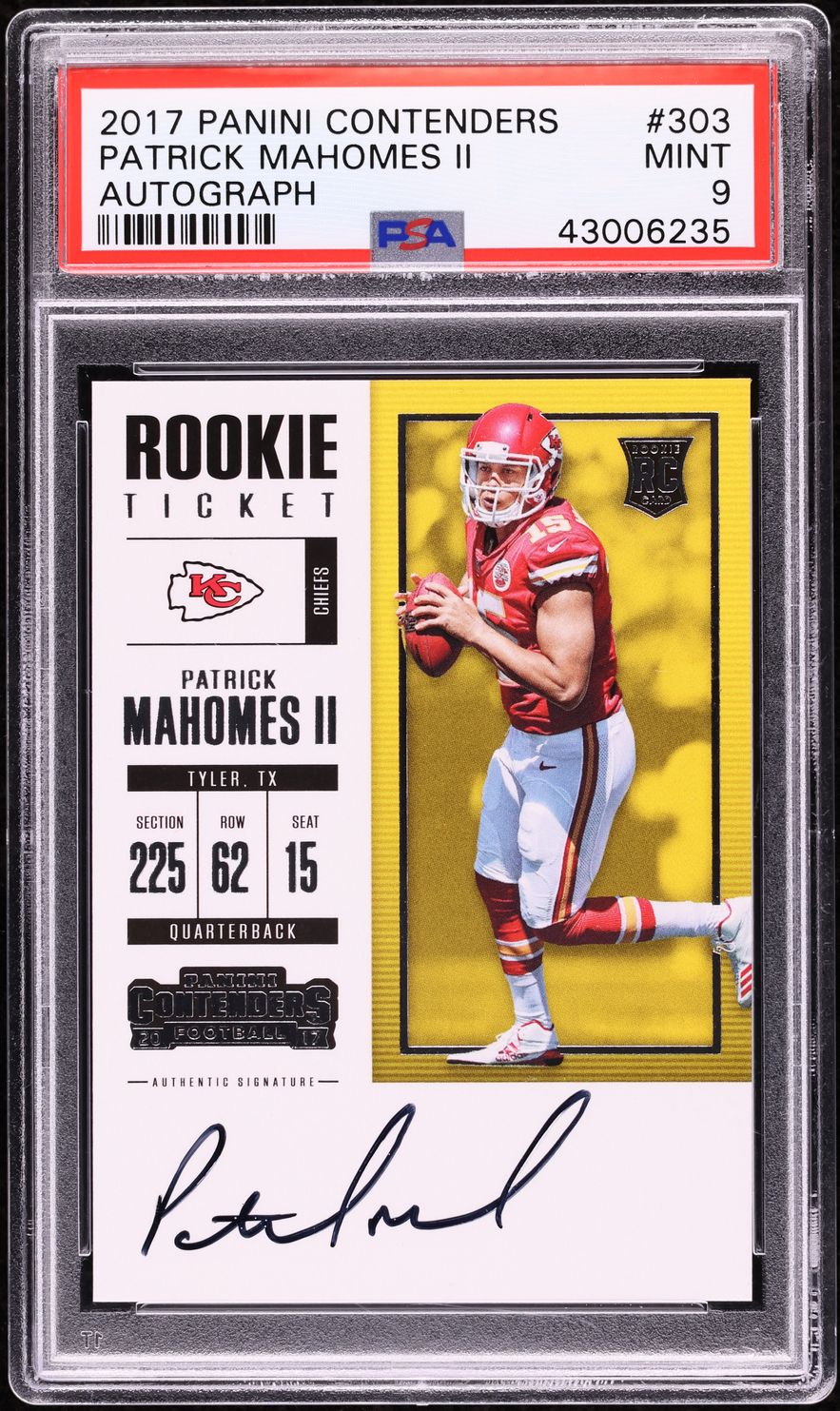 2017 Panini Contenders Patrick Mahomes II ROOKIE AUTO #303 PSA 9 MINT ...