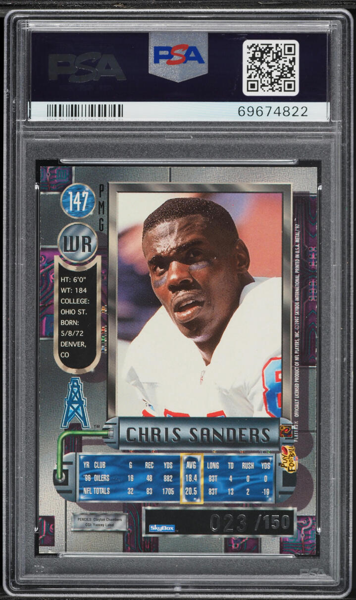 1997 Metal Universe Precious Metal Gems PMG Red Chris Sanders /150 #147 ...