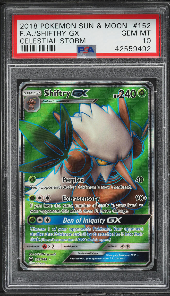 2018 Pokemon Sun & Moon Celestial Storm Full Art Shiftry GX #152 PSA 10 ...