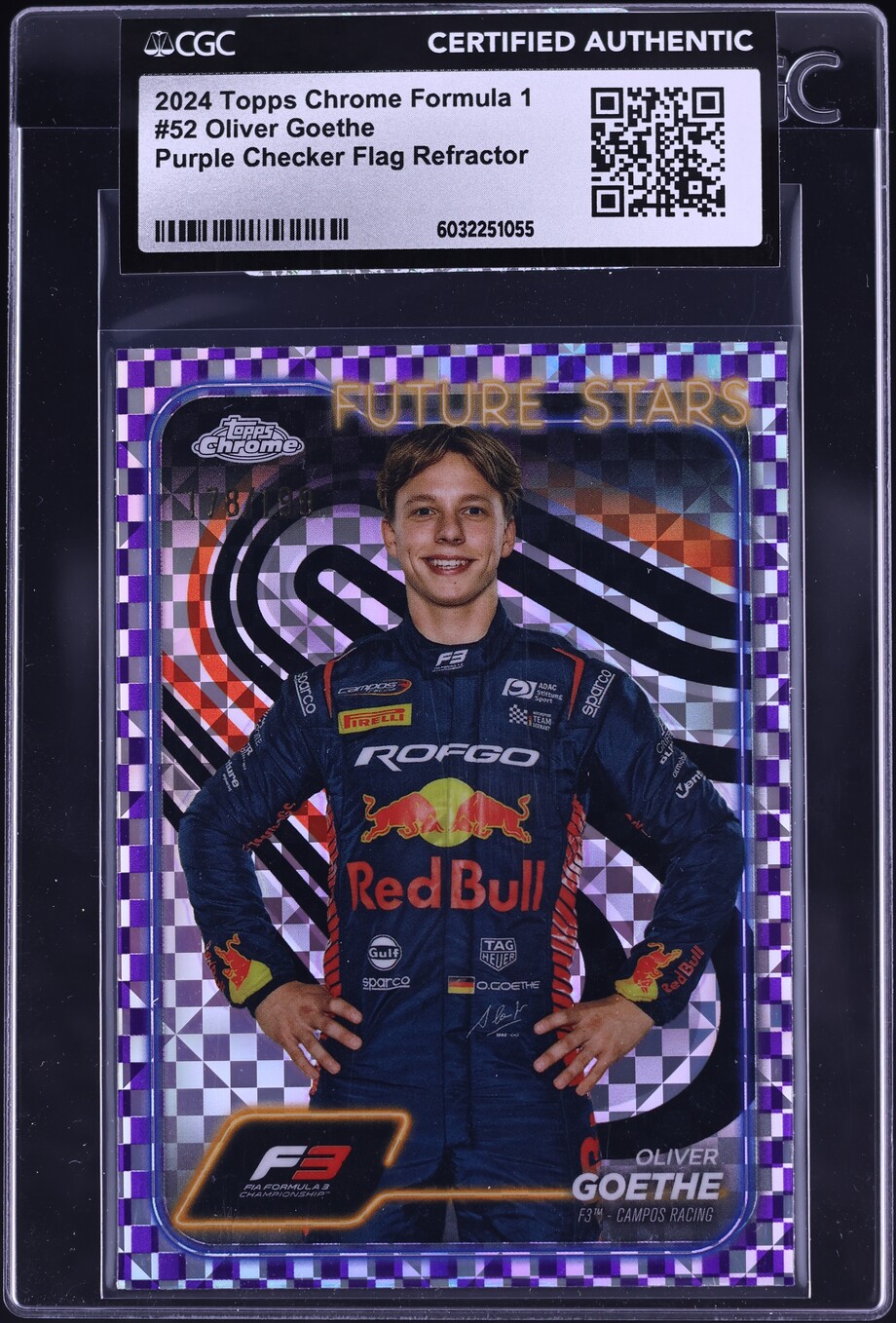 2024 Topps Chrome Formula 1 F1 Purple Checker Flag Oliver Goethe /199 ...