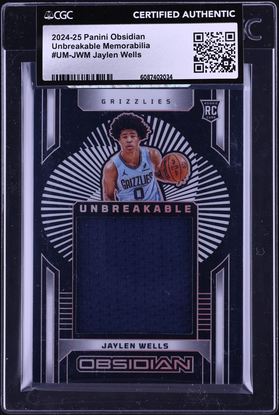 2024 Panini Obsidian Unbreakable Memorabilia Jaylen Wells ROOKIE PATCH ...